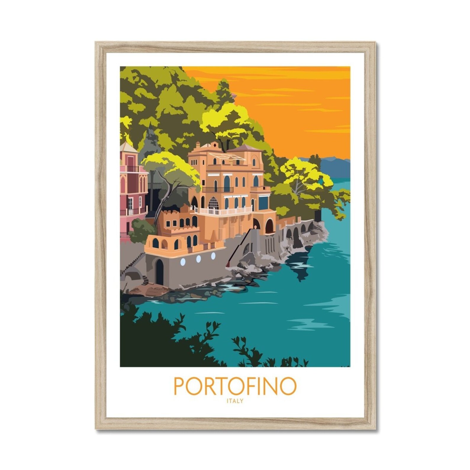 Portofino Print Italy Travel Poster Portofino Wall Art | Etsy