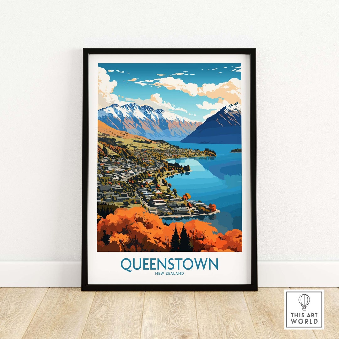 Queenstown Poster Wall Art Print Travel Poster | Birthday Present ...