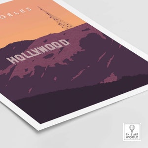 Hollywood Sign Poster Print of Hollywood Los Angeles California Retro ...