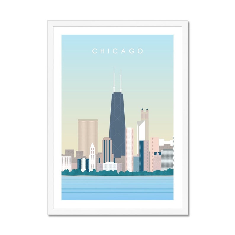 Chicago Print Wall Art Chicago Travel Poster Cityscape - Etsy