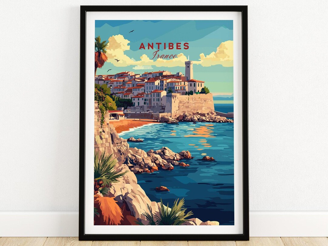 Antibes Wall Art Print Travel Poster Home Decor Antibes Artwork Poster Gift Antibes Illustration ...