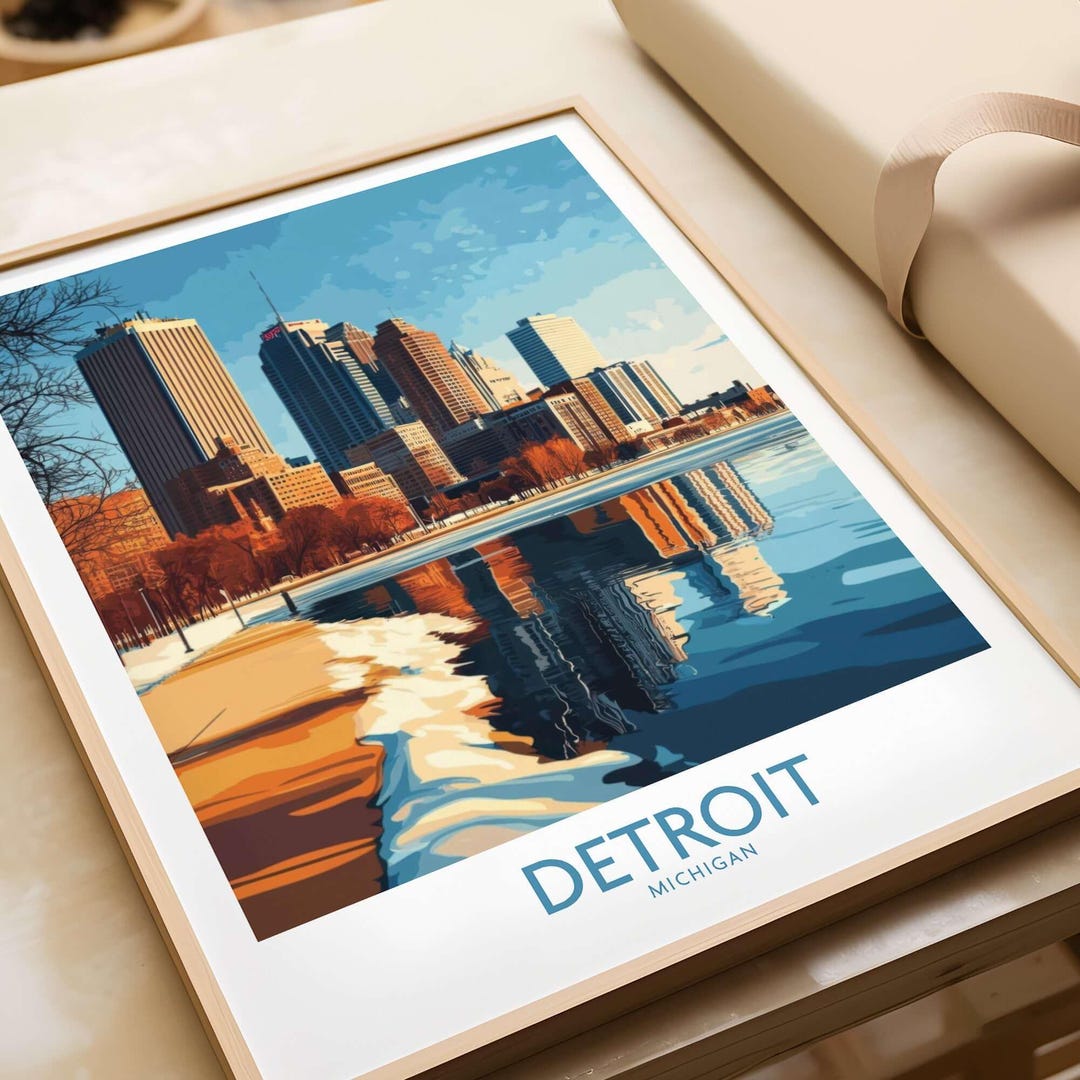 Detroit Poster Detroit Wall Art Print Michigan Office Wall Art Home ...