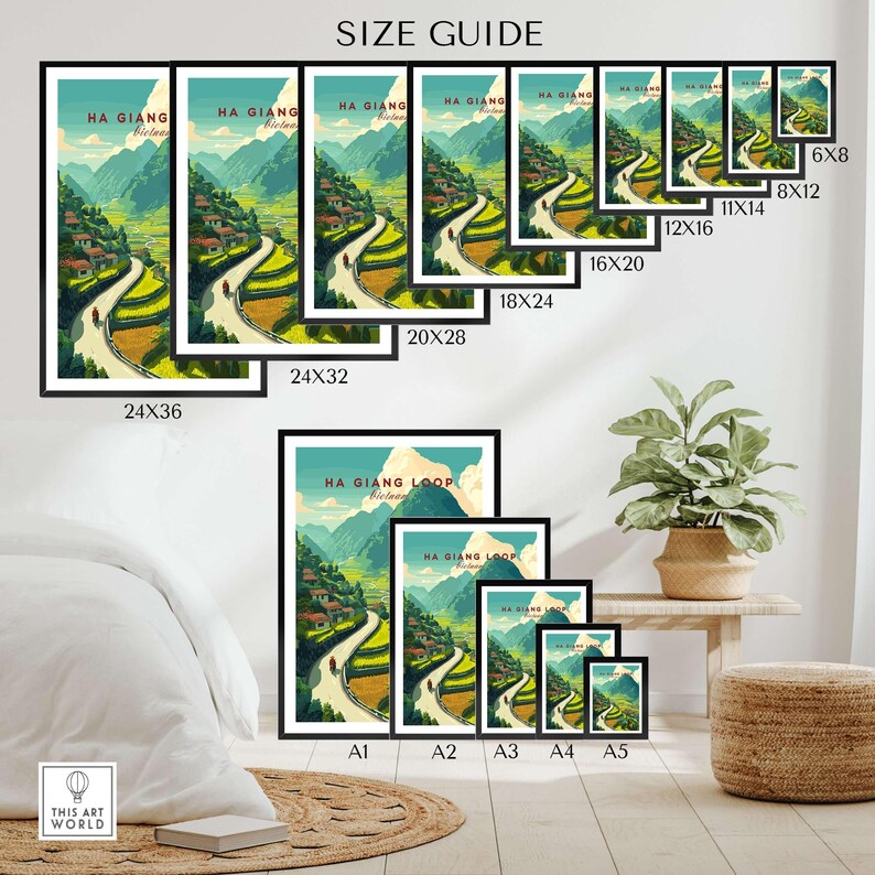 Ha Giang Loop Travel Poster - Vietnam Rice Terraces and Road Scene - Etsy
