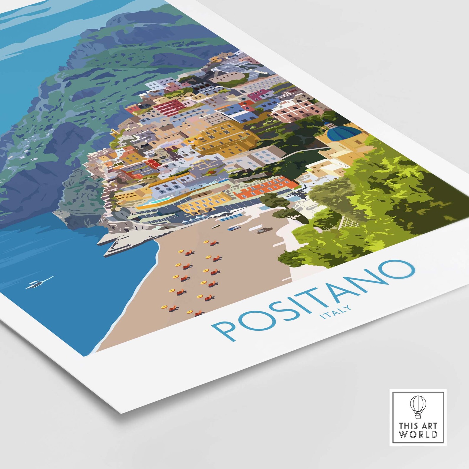 Positano Print | Italy Travel Poster | Positano Wall Art | Amalfi Coast ...