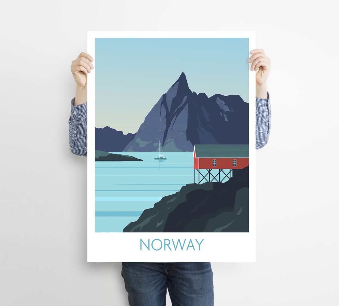 Norway Print Norway Travel Poster Norway Wall Art | Etsy