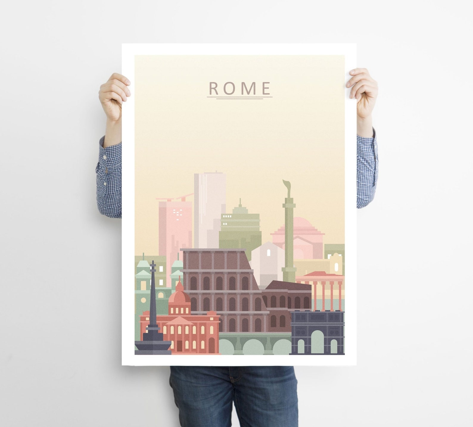 Rome Skyline Print Wall Art Poster Rome City Wall Art | Etsy