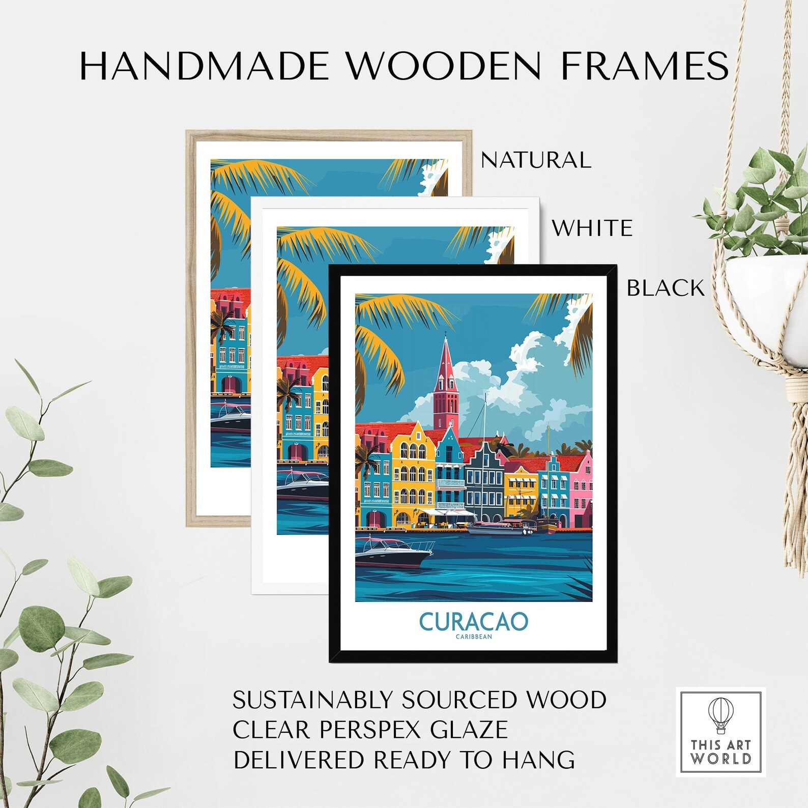 Curacao Print Wall Art Gift Curacao Caribbean Island Artwork Framed ...