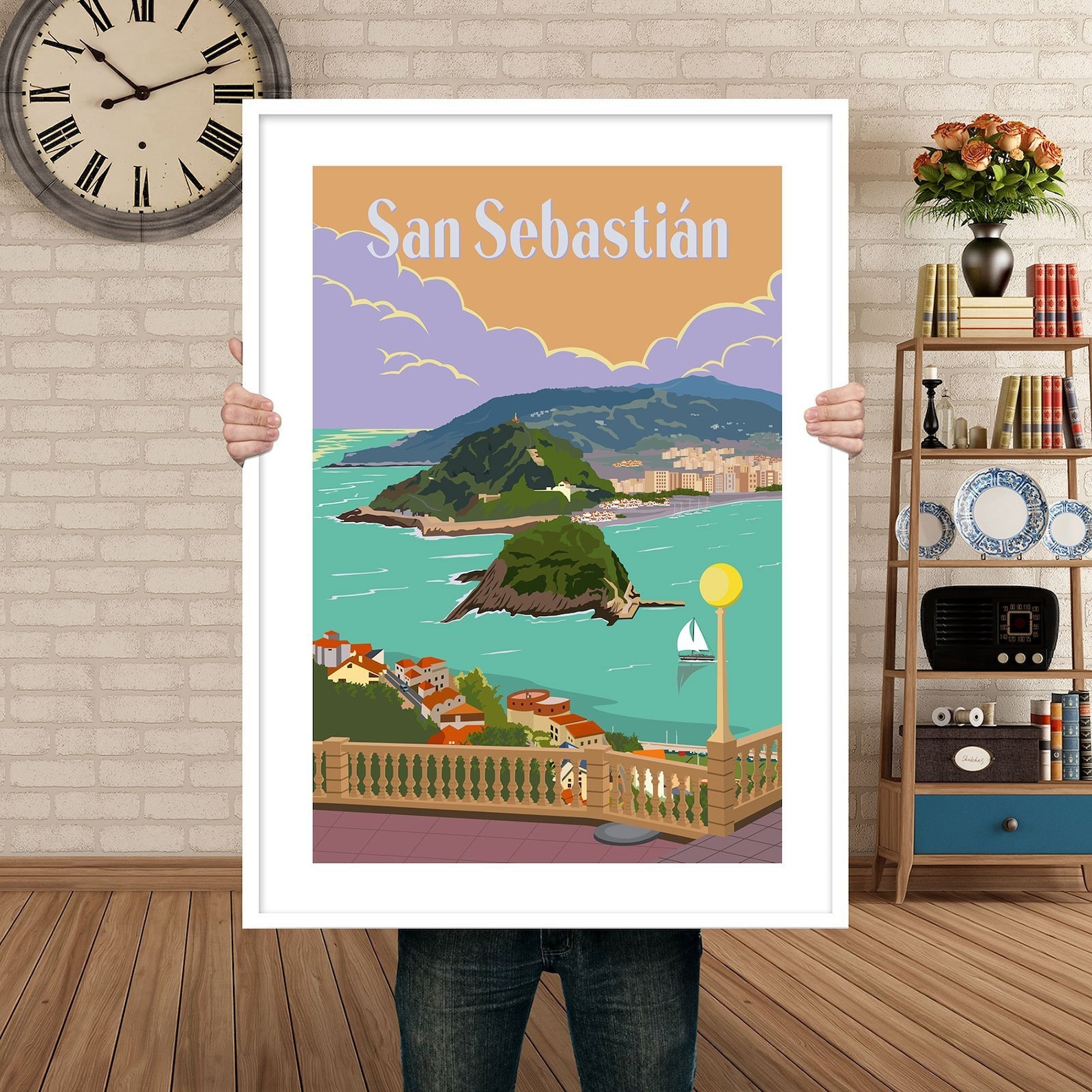 San Sebastián Poster Travel Print Donostia Spain Wall Art | Etsy