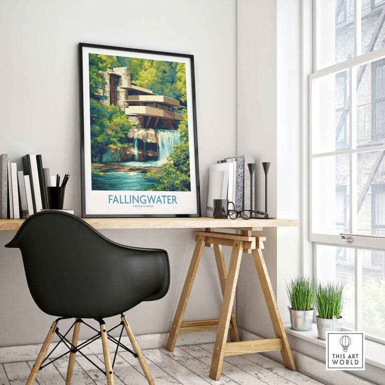 Fallingwater Frank Lloyd Wright Art Print | Pennsylvania Architecture ...