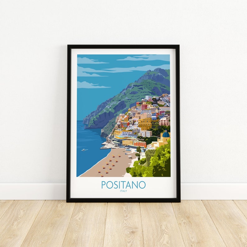 Positano Print Italy Travel Poster Positano Wall Art | Etsy