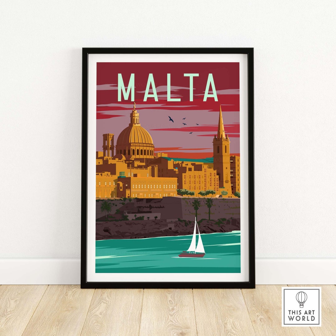 Malta Print | Vintage Travel Poster | Valletta Malta Wall Art | Home ...