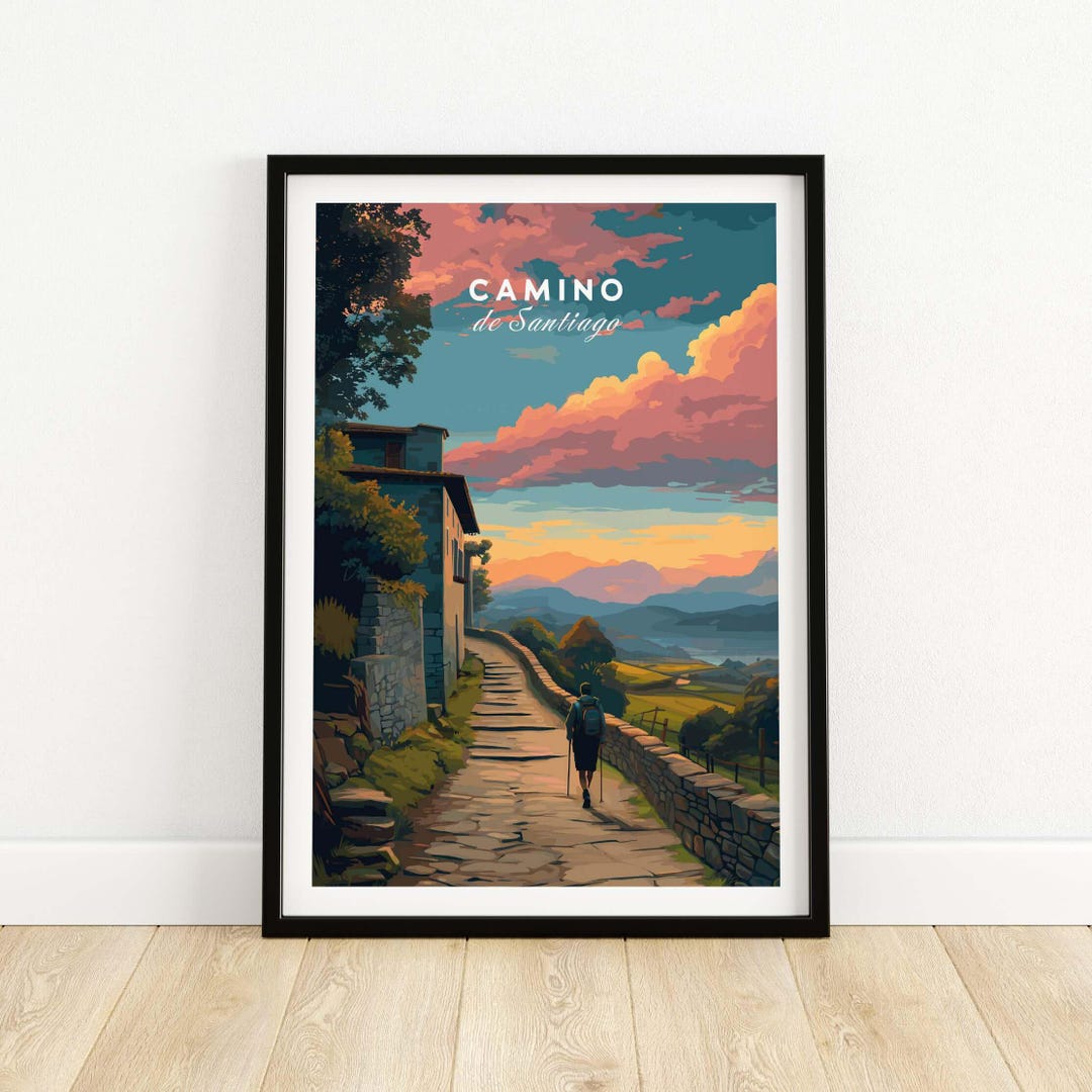 Camino De Santiago Sunset Path Print | Hiking Wall Decor Gift - Etsy