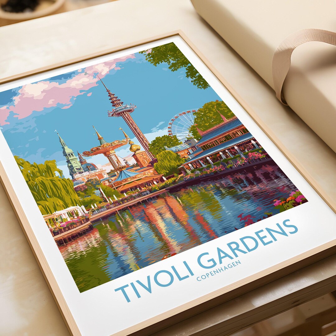 Tivoli Gardens Copenhagen Art Print, Danish Culture Decor, European ...