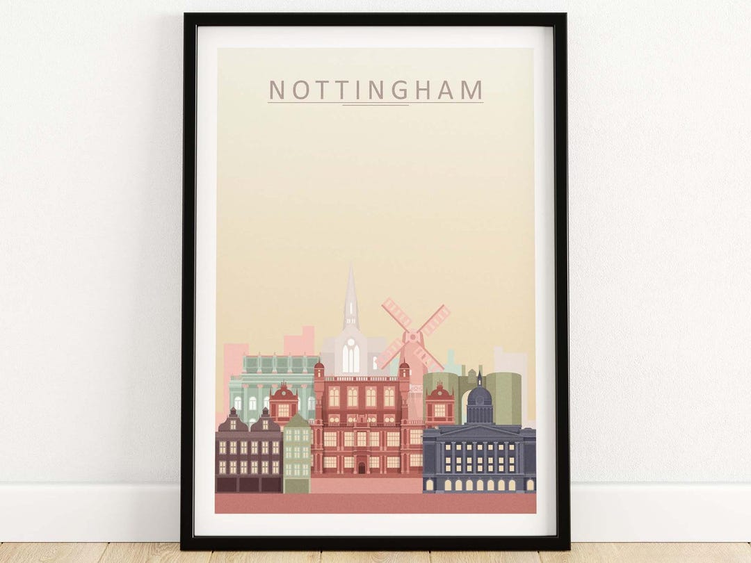 Nottingham Skyline Print | Nottingham Wall Art Poster | Cityscape Wall ...