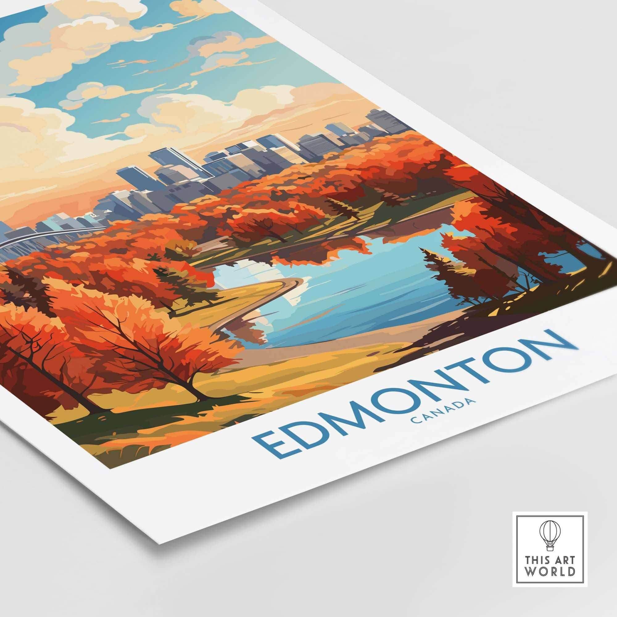Edmonton Cityscape Wall Art Print - Vibrant Travel Poster Featuring ...