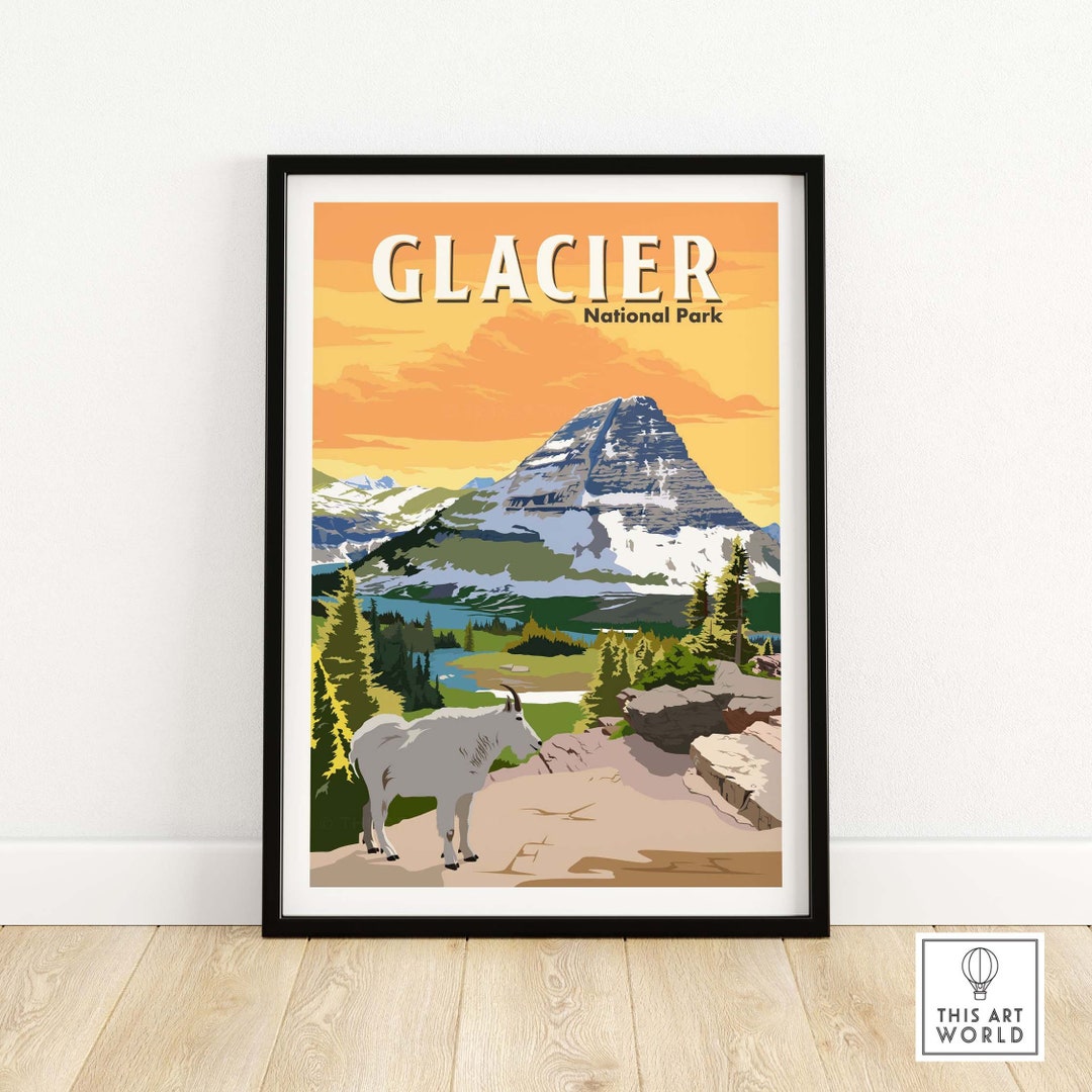Glacier National Park Poster Print Art Glacier National Park Wall Art ...