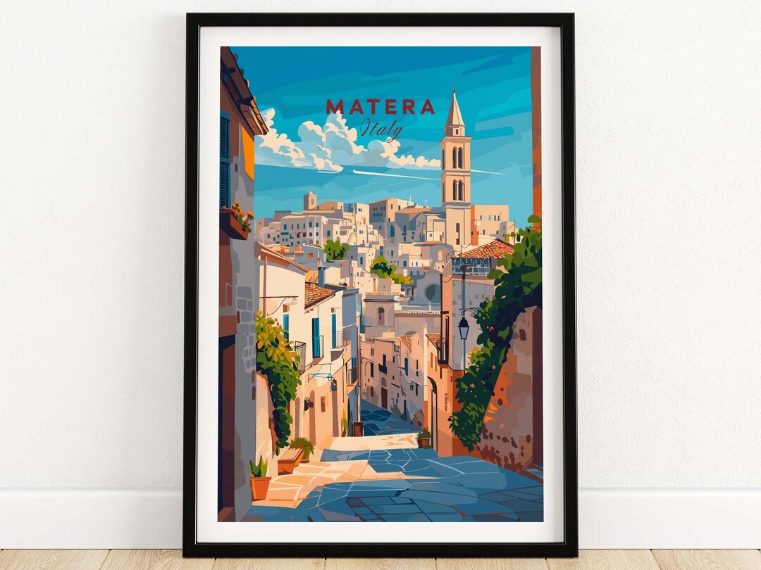Matera Poster Print Italy Travel Poster Matera Artwork Poster Gift ...