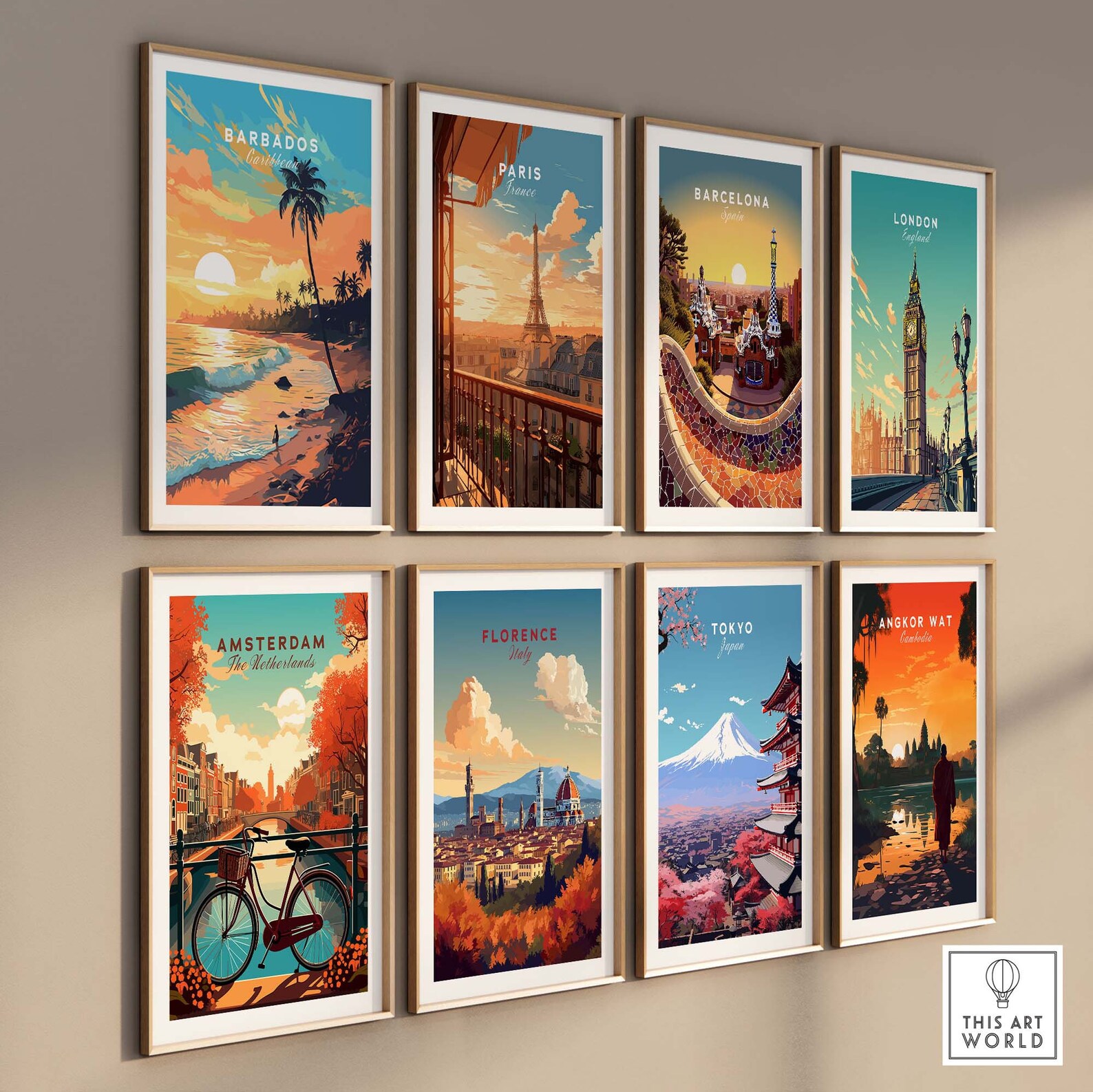 Sunset Beach Poster: Colorful Barbados Travel Art - Framed or Unframed ...