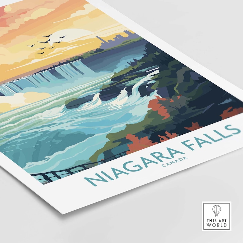 Niagara Falls Poster Wall Art Print Travel Poster | Birthday Present ...