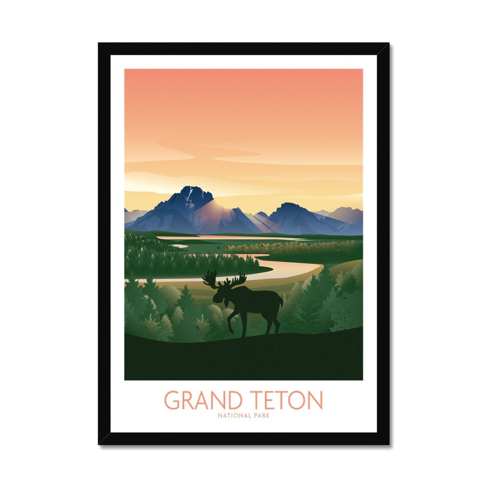 Grand Teton National Park Art Print National Park Poster | Etsy