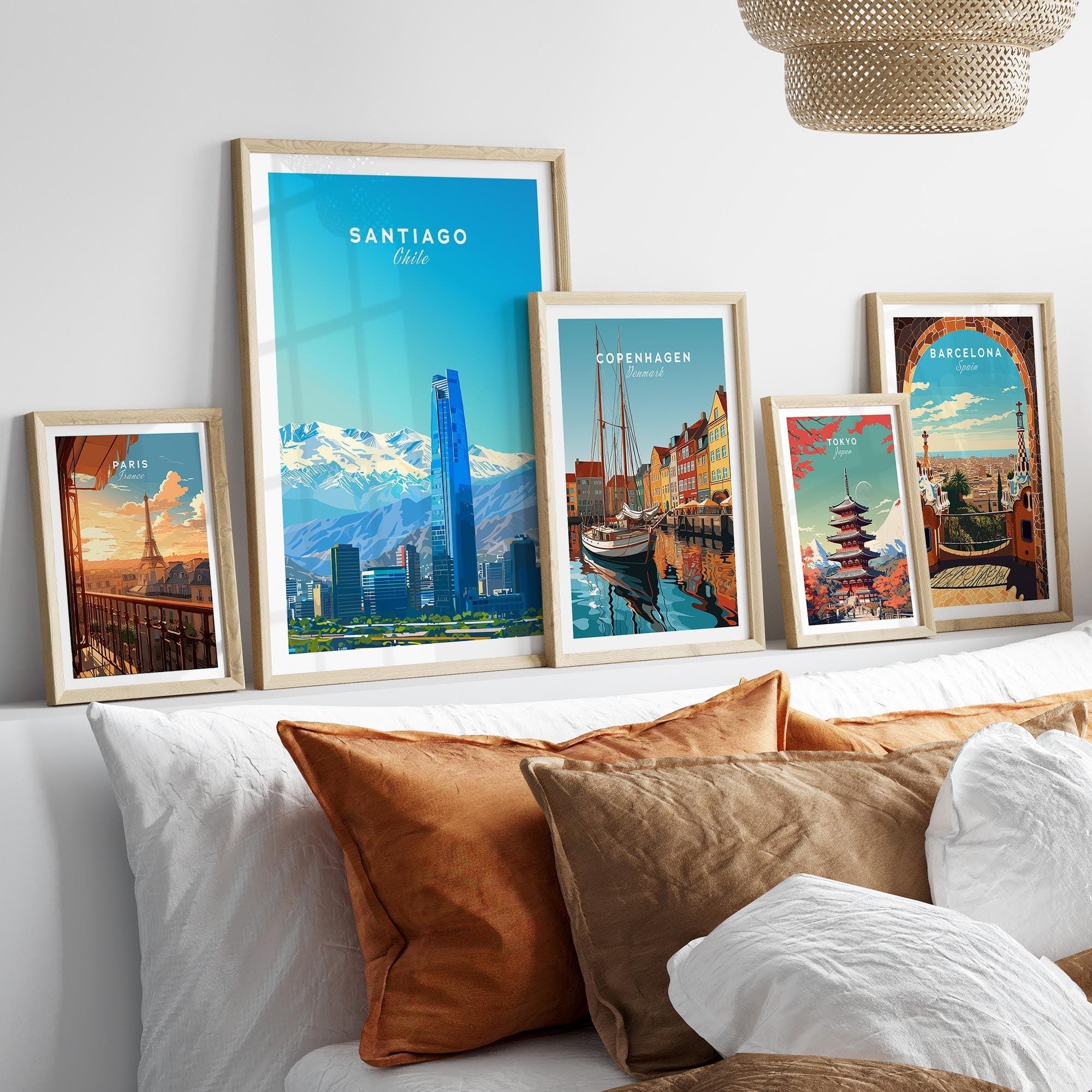 Santiago Travel Poster Chile Santiago Travel Print Wall Art Chile Wall ...