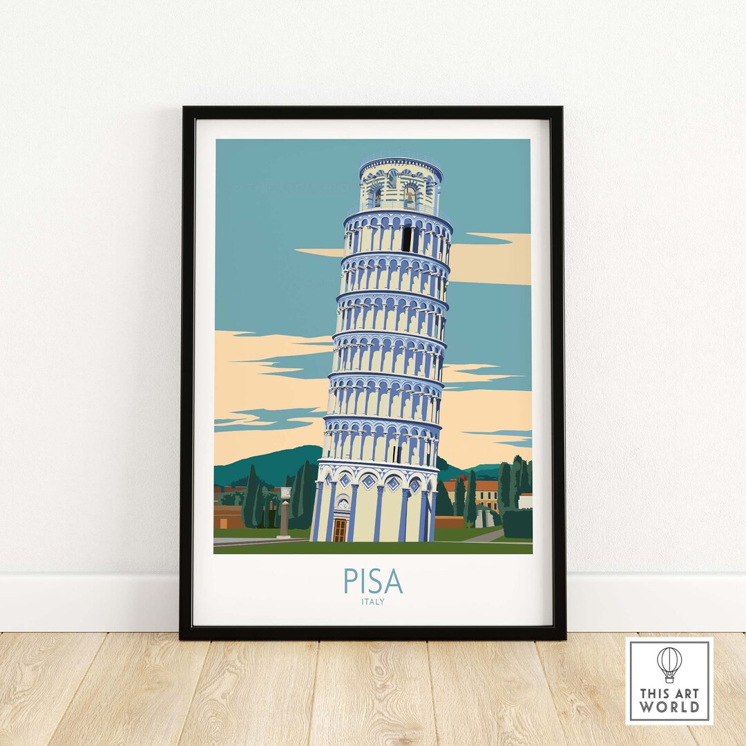 Pisa Wall Art Print, Italy Travel Poster, Vintage Tower Artwork ...