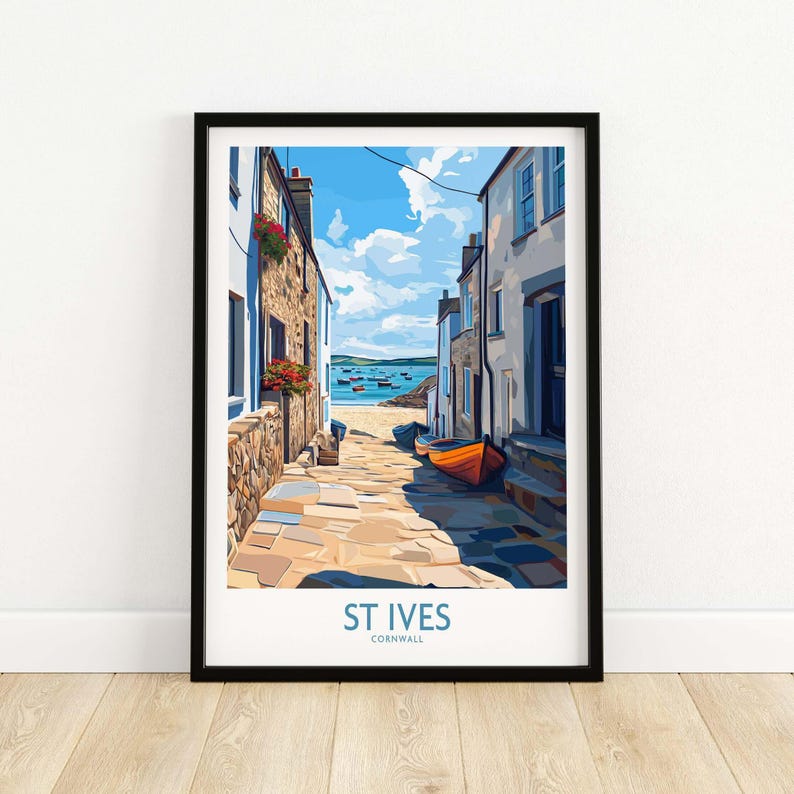 St Ives Cornwall Coastal Village Art, Harbor Boats Decor, Cornish ...