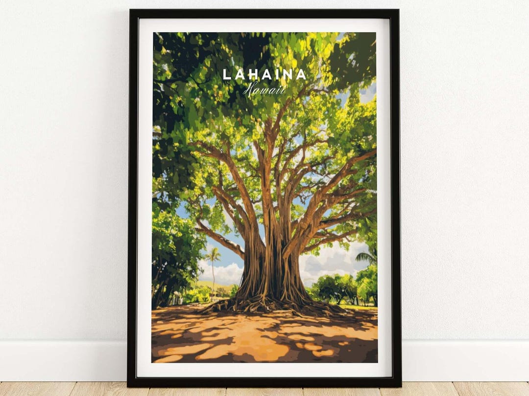 Lahaina Banyan Tree Poster Hawaii Wall Art Maui Print Kaanapali Artwork ...