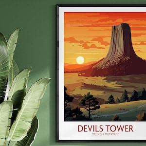 Devils Tower Print Art Print Travel Print | Home Décor Poster Gift ...