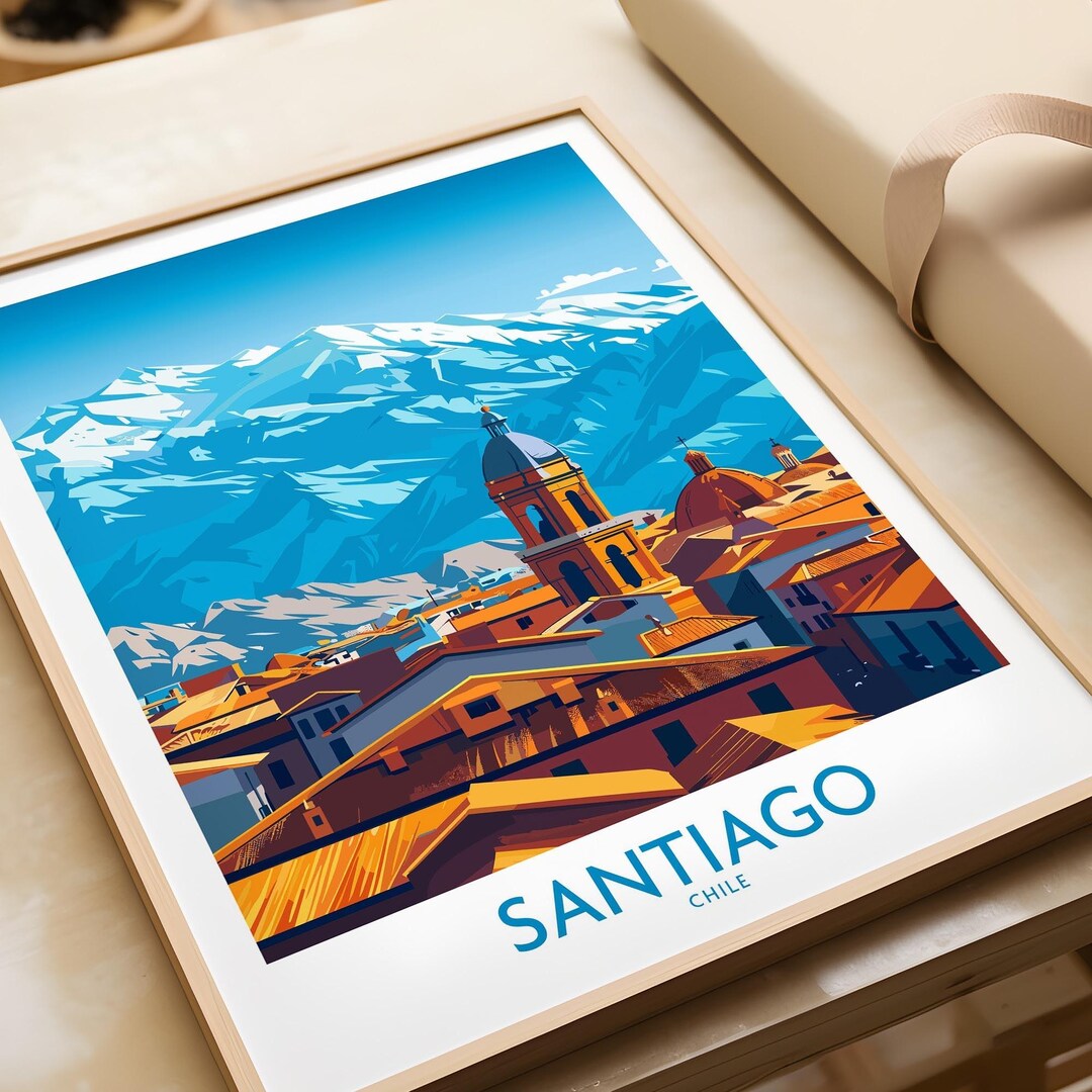 Santiago Wall Art Poster - Chile Travel Poster Santiago Artwork Poster ...