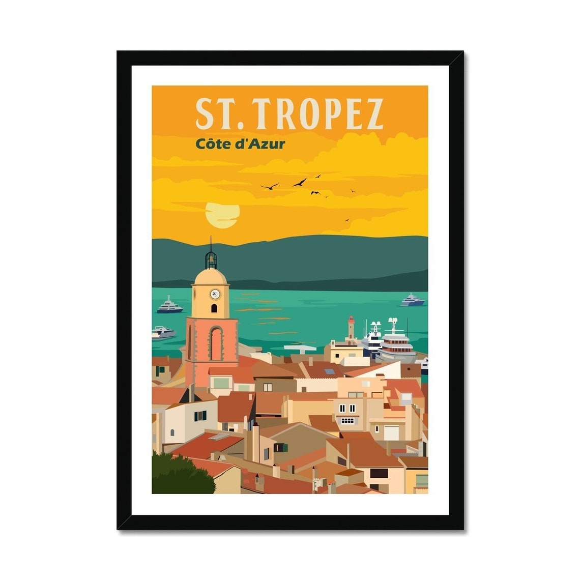 St Tropez Poster Print Saint Tropez Wall Art Côte | Etsy