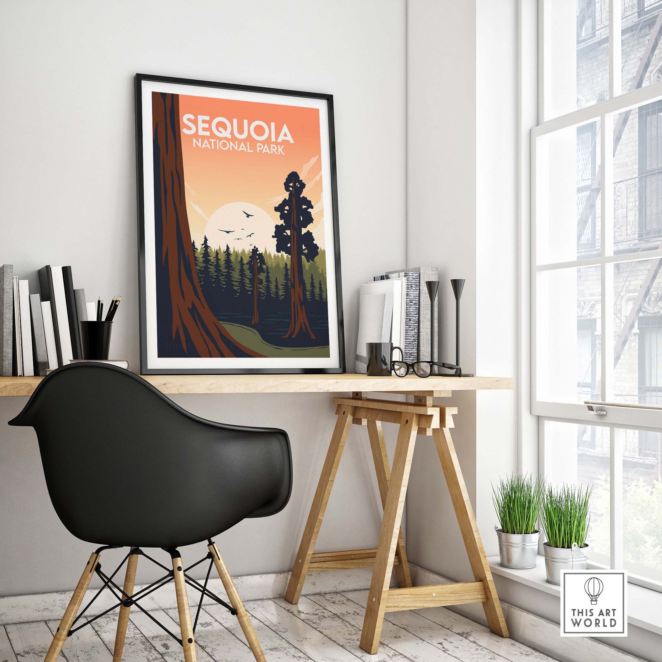 Sequoia Print | National Park Poster | Californian Art Print | Framed ...