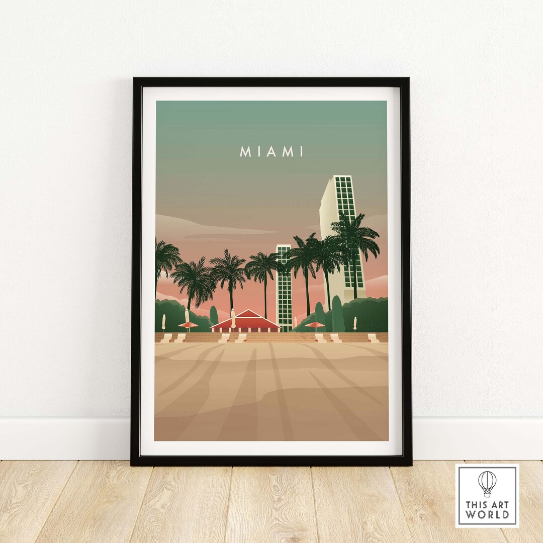 Miami Print | Miami Travel Poster | Miami Wall Art | Miami Beach ...