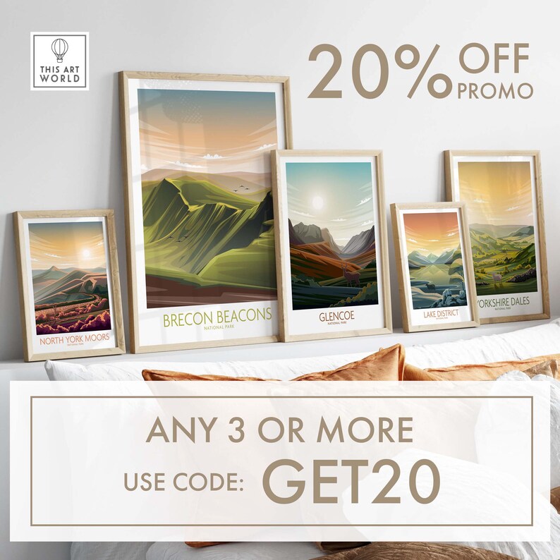 Brecon Beacons National Park Poster Art Print Wales Travel - Etsy