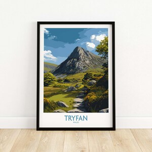 Tryfan Wall Art - Wales Hiking Trail Map Print, Snowdonia National Park ...