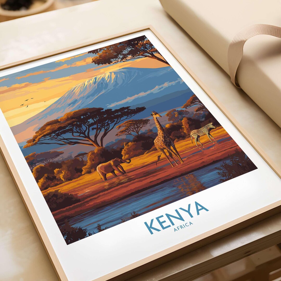 Kenya Poster Travel Print Wall Art Kenya Home Décor Kenya Gift Art ...