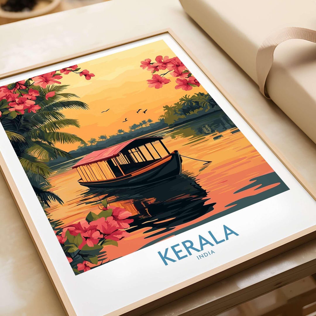 Kerala Poster India Kerala Travel Print Wall Art Kerala Wall Hanging ...