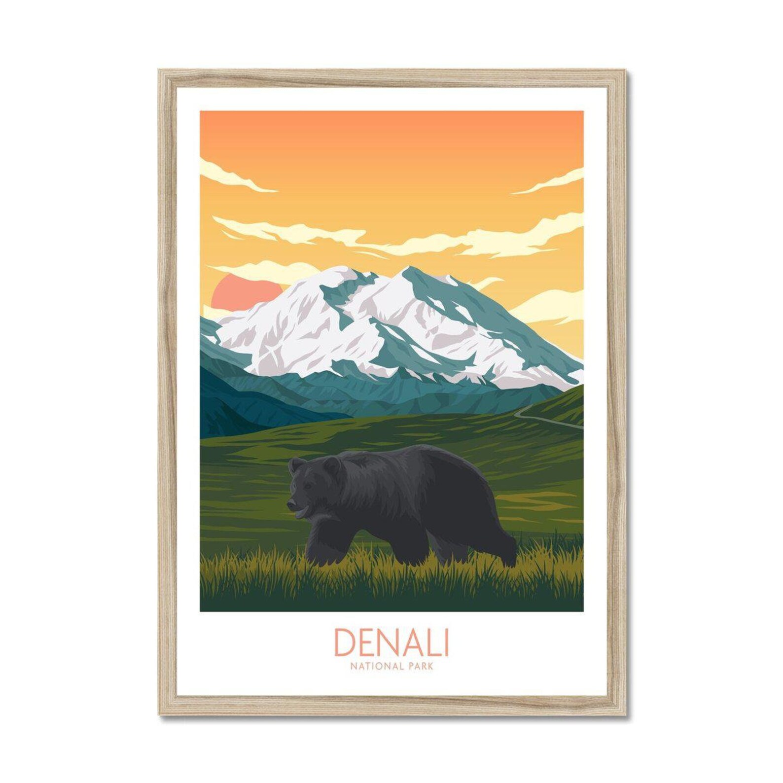 Denali National Park Poster Art Print Wall Art Travel | Etsy