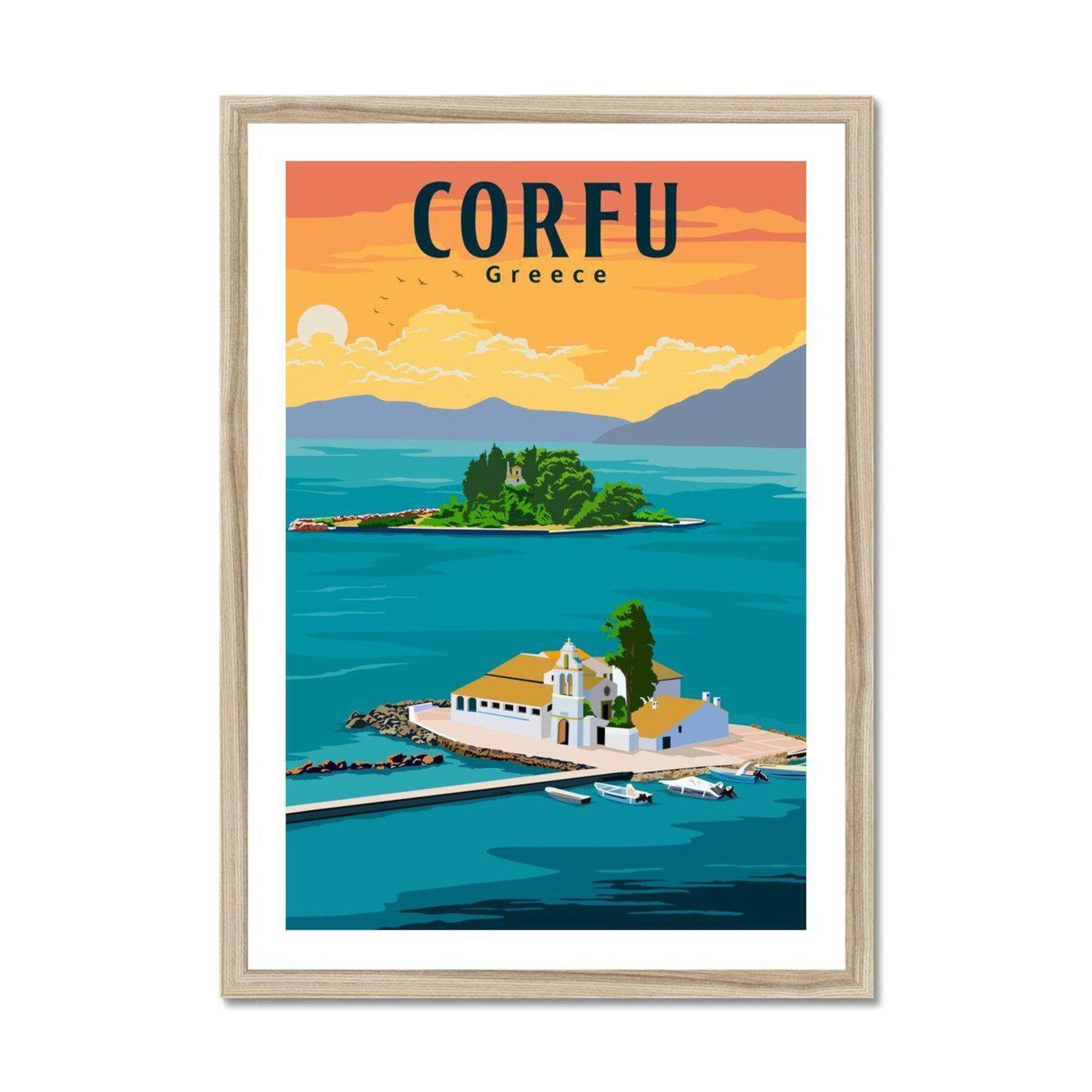 Corfu Print Greece Poster Corfu Wall Art Greek Home Decor | Etsy UK