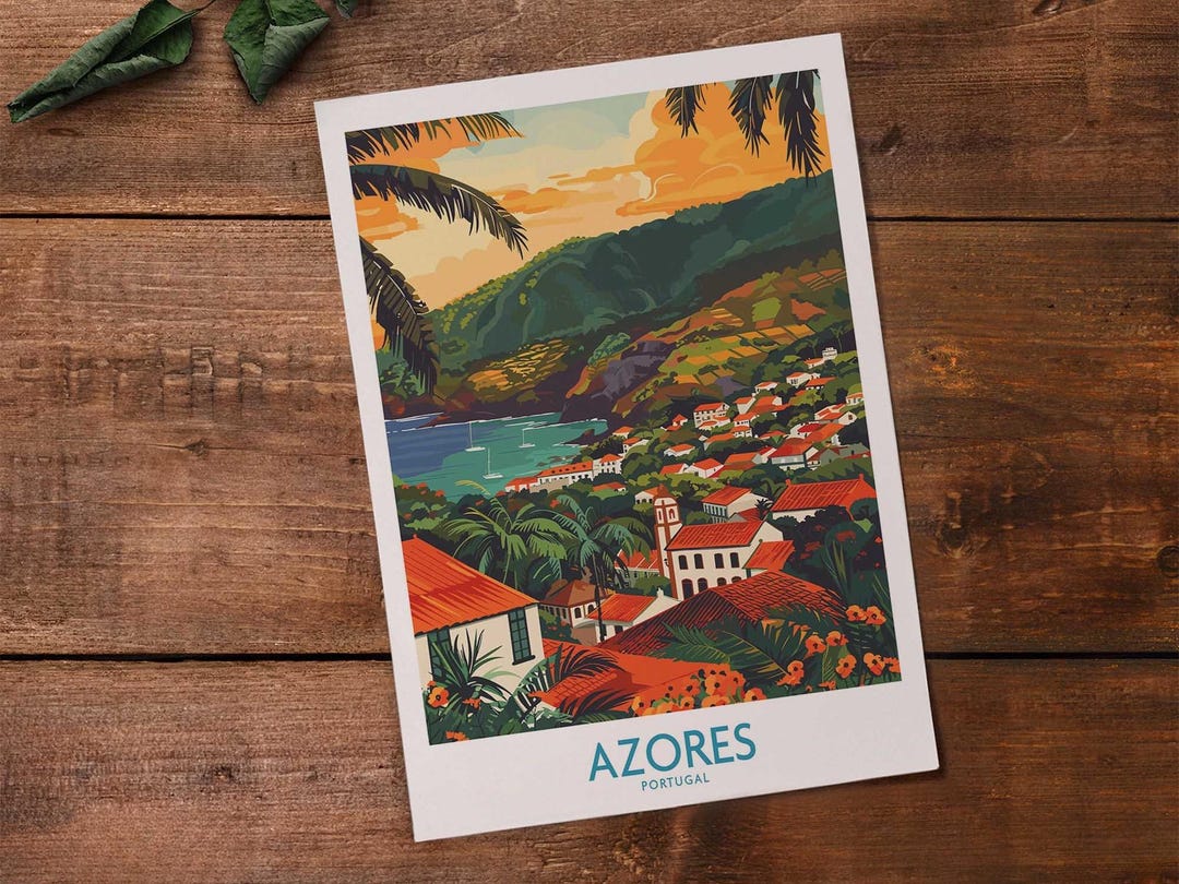 Azores Portugal Print Wall Art Print Travel Poster Home Decor Artwork ...