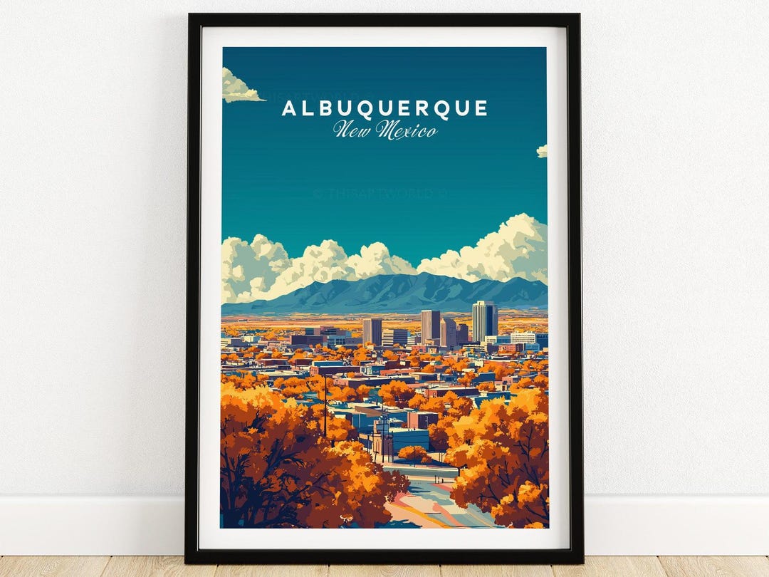 Albuquerque Wall Art Print Travel Poster Home Decor Albuquerque Artwork ...
