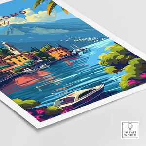 Lake Como Art Print Italy Travel Poster Lake Como Artwork Poster Gift ...