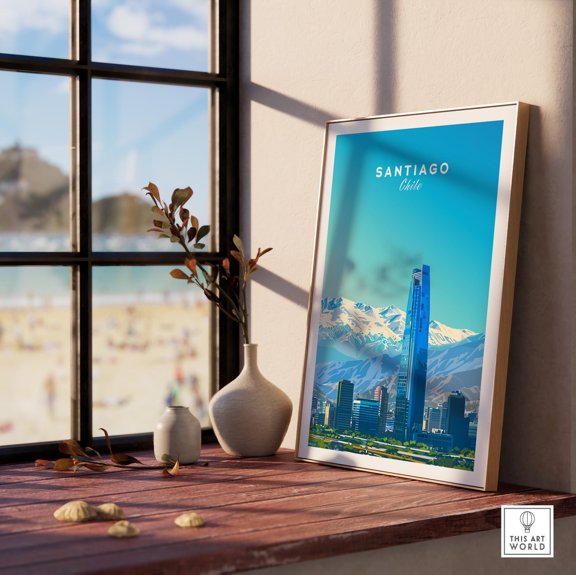 Santiago Travel Poster Chile Santiago Travel Print Wall Art Chile Wall ...