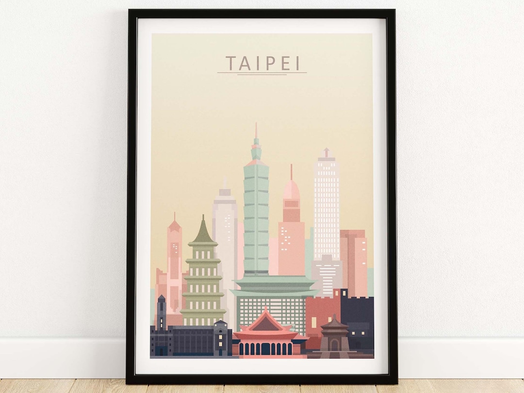 Taipei Skyline Print, Cityscape Wall Decor, Digital Art, Taiwan Gift ...