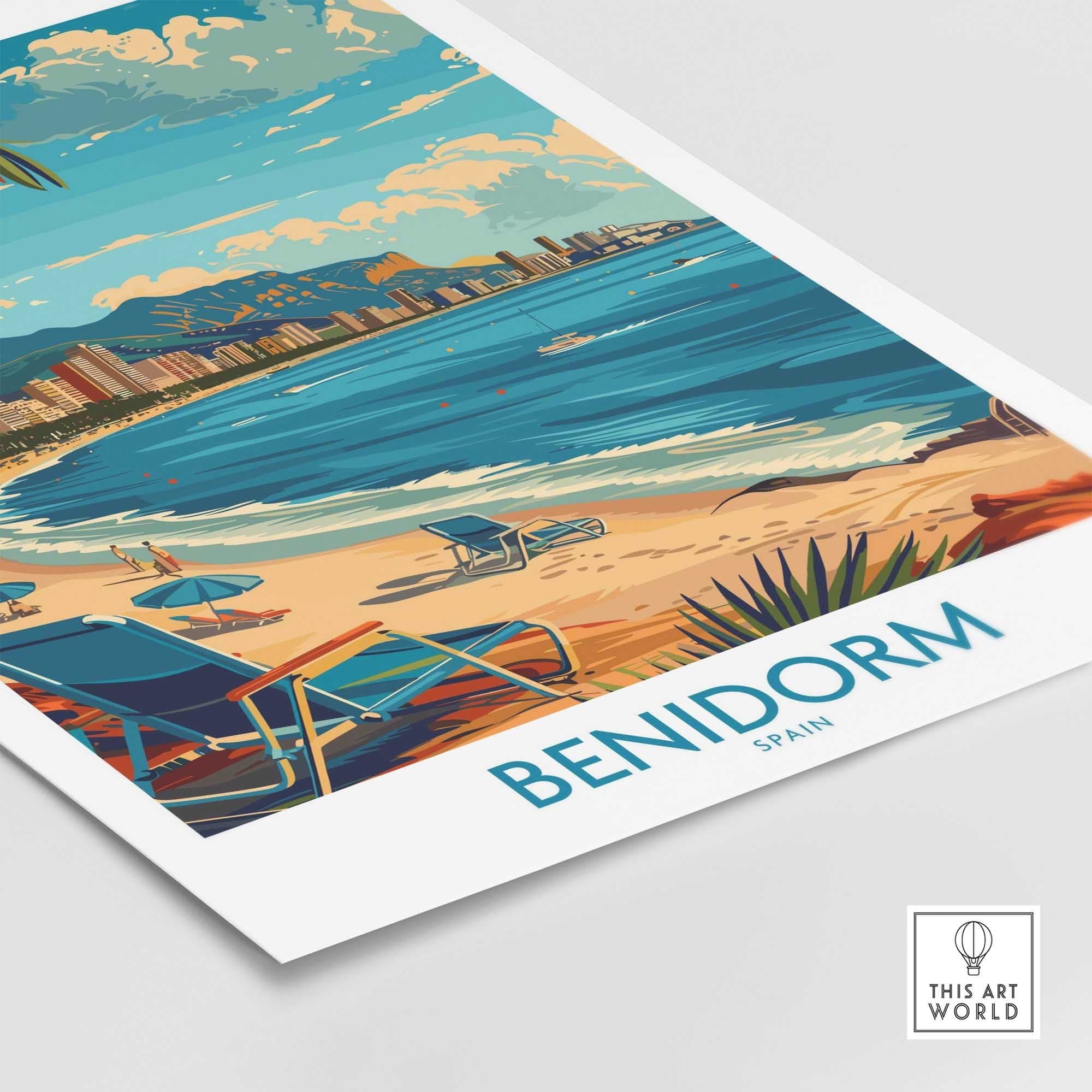 Benidorm Travel Poster Benidorm Art Print Spain Wall Art Benidorm Gift ...