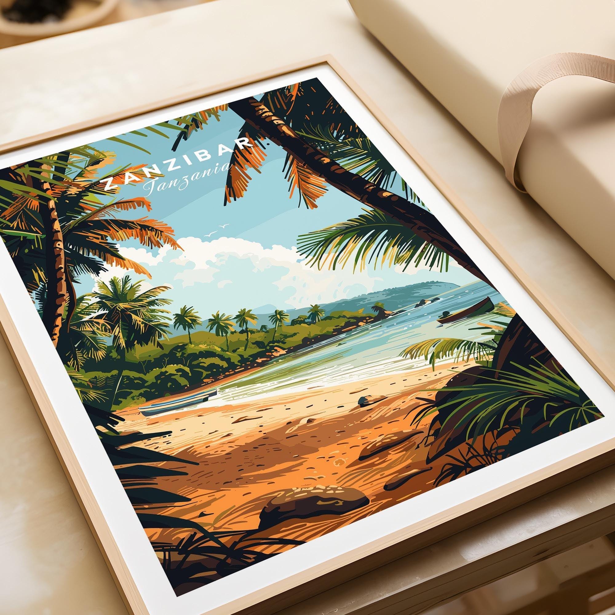 Zanzibar Poster Zanzibar Travel Print Wall Art Tanzania Wall Hanging ...