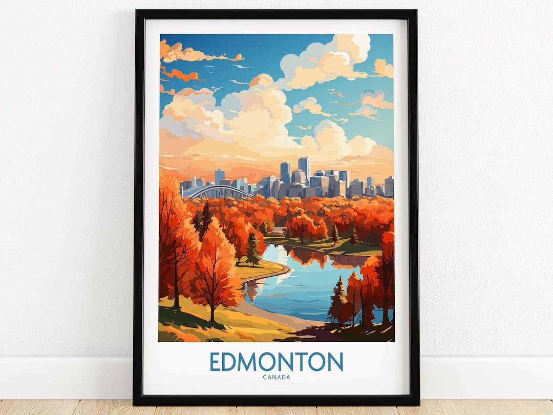 Edmonton Cityscape Wall Art Print - Vibrant Travel Poster Featuring ...