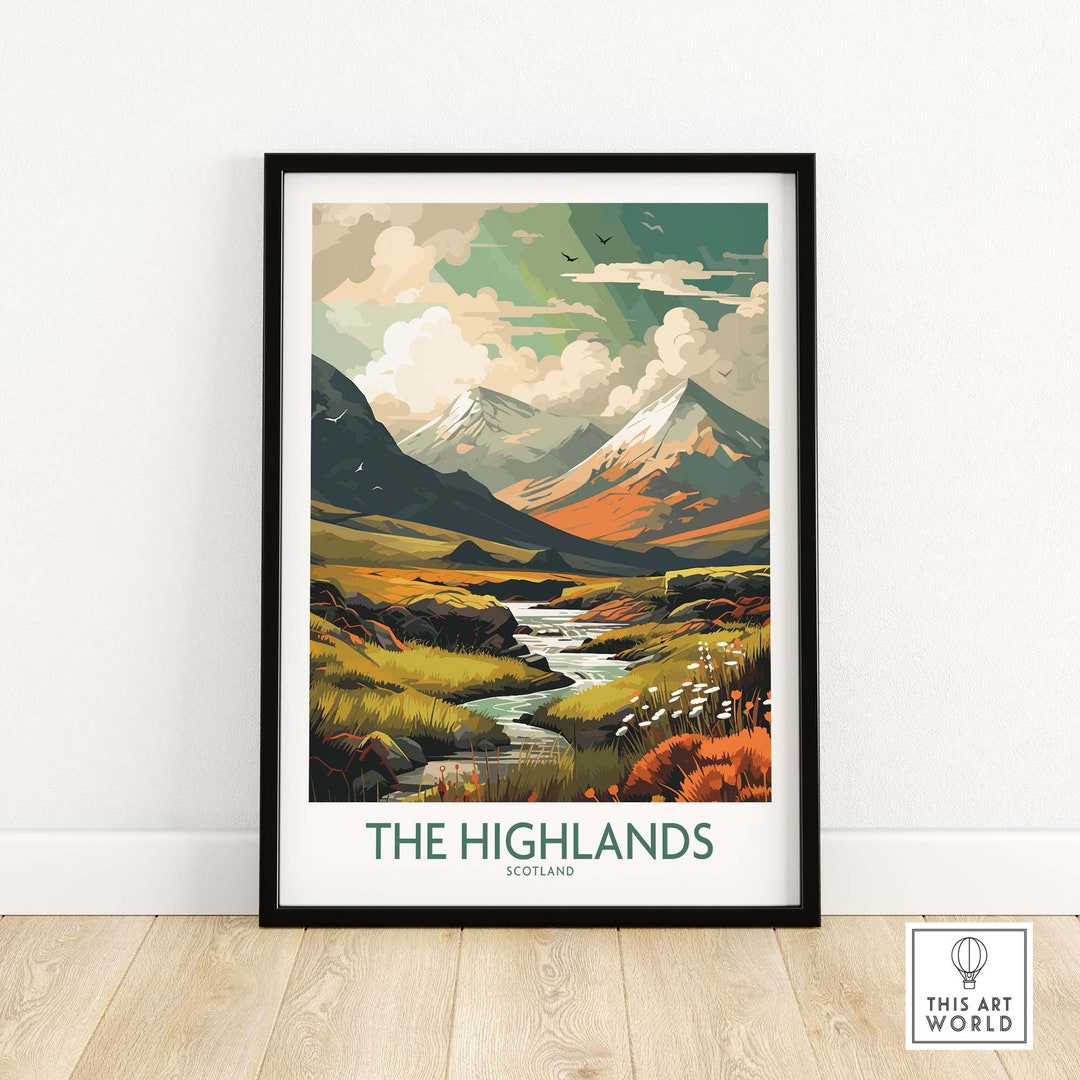 Scottish Highlands Art Print Travel Print Home Décor Poster Gift ...