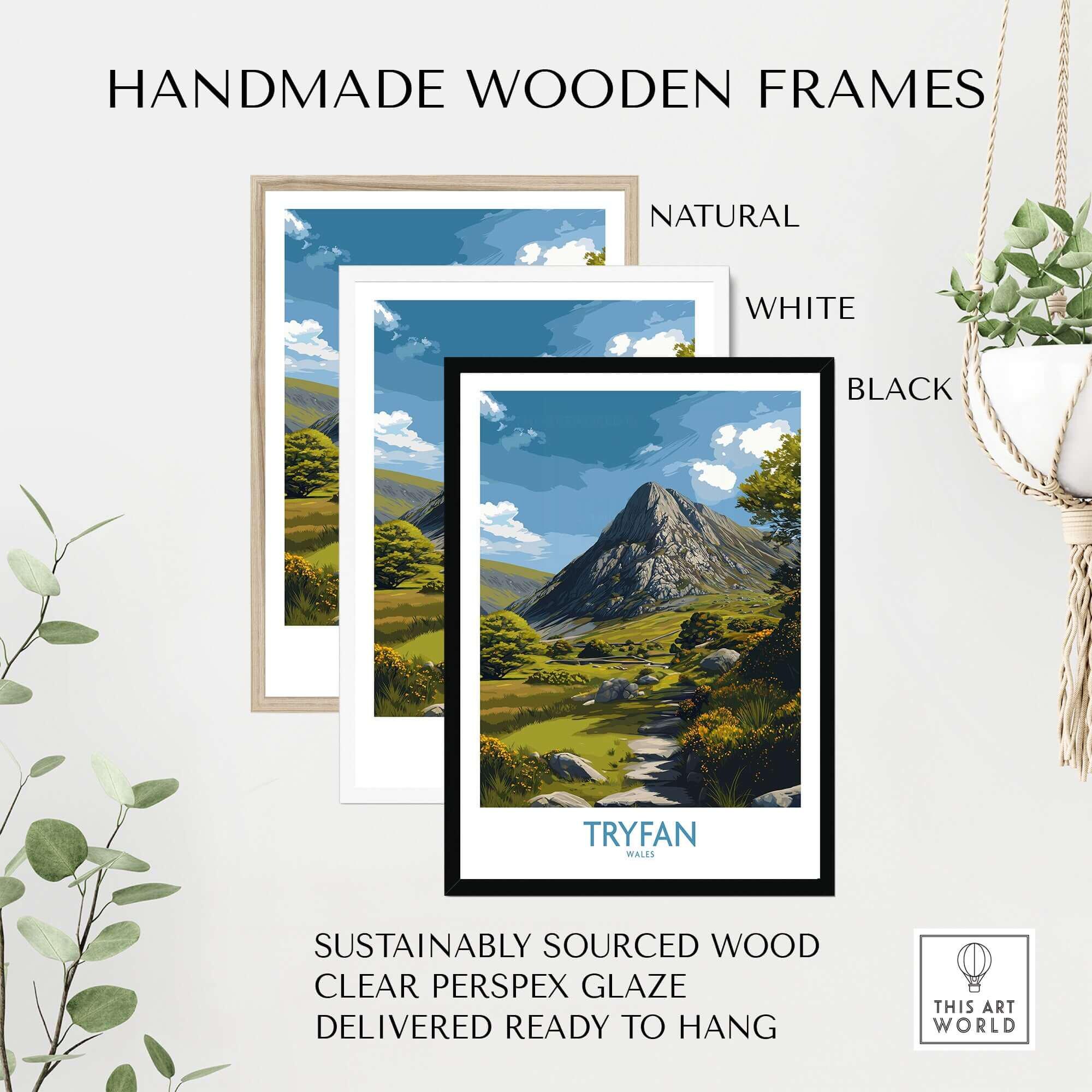 Tryfan Wall Art - Wales Hiking Trail Map Print, Snowdonia National Park ...