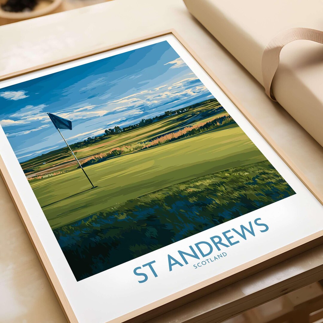 St Andrews Golf Course Print Gift for Golfer Vintage Scotland Poster ...